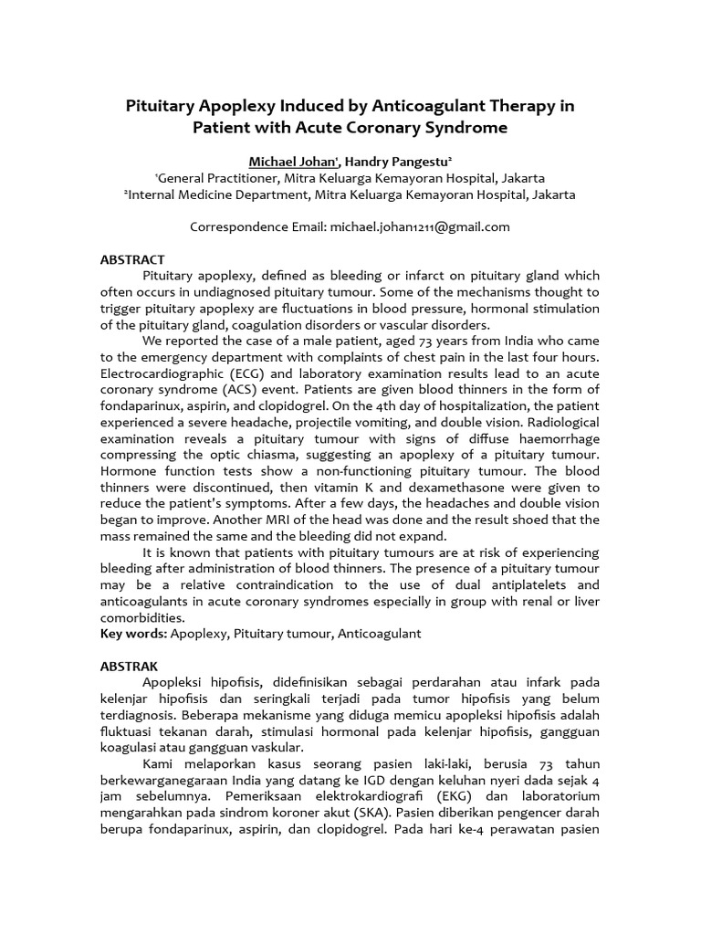 Eng - Piutitary Apoplexy Induced by Anticoagulants During Acute ...