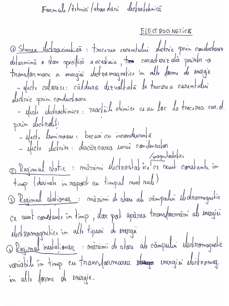 Formule Tehnici Abordări Electrotehnica Electrocinetica | PDF