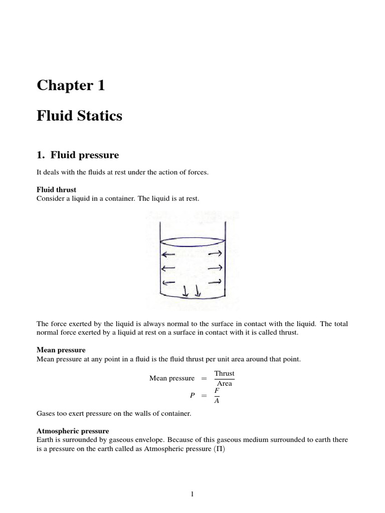 Fluid Chapter 01 | Download Free PDF | Pressure | Gases