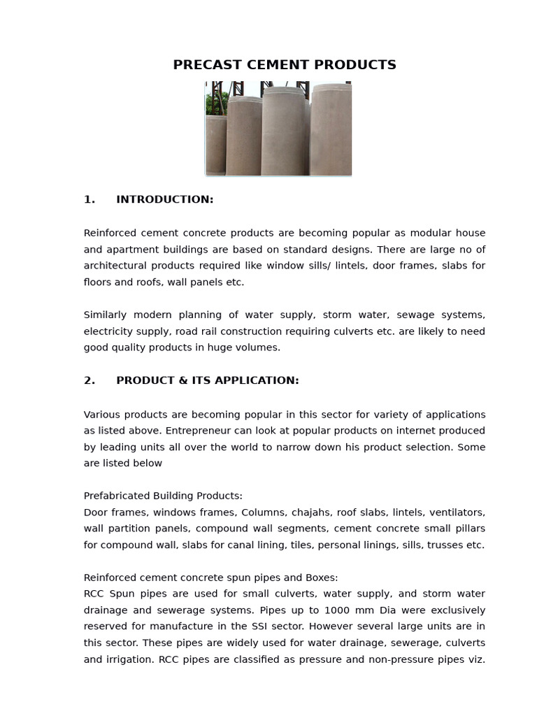 Precast Cement Products Guide | PDF | Concrete | Precast Concrete