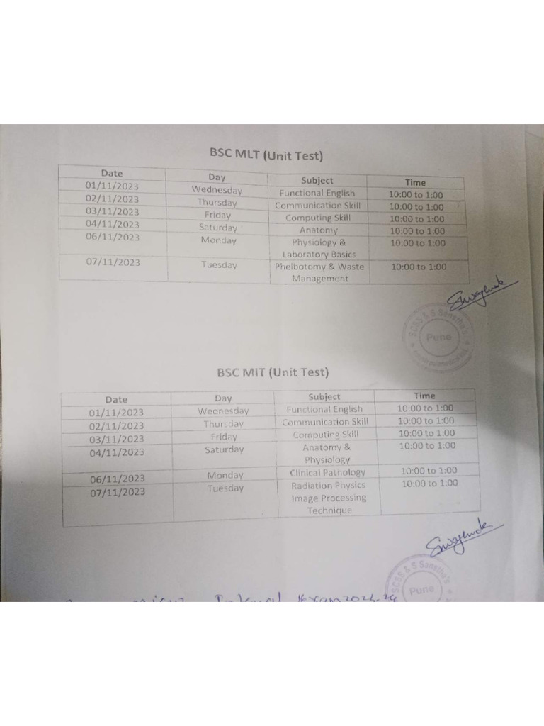 Exam Timetable | PDF