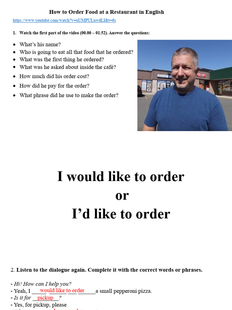 Ordering Food in English: A Guide | PDF | Cooking | Cuisine