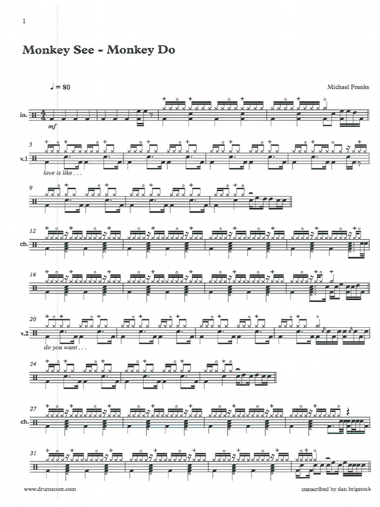 MFranks - Monkey See-Monkey Do - Drum Score | PDF