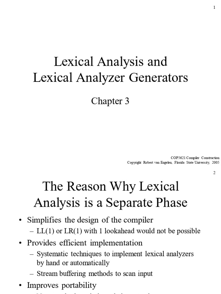 Chapter 3 - Lexical Analysis and Lexical Analyzer Generators | PDF ... Chapter 3 - Lexical Analysis and Lexical Analyzer Generators | PDF ...