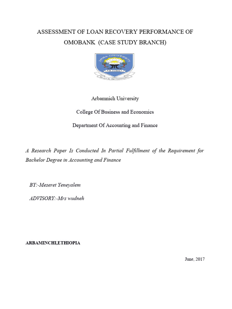Assessment of Loan Recovery Performance of Omobank | PDF | Debt | Finance & Money Management