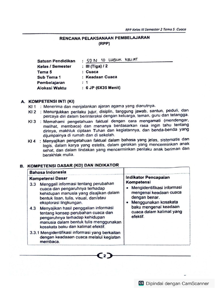 RPP 1 & 2, Lembar Refleksi Dan Lembar Observasi | PDF