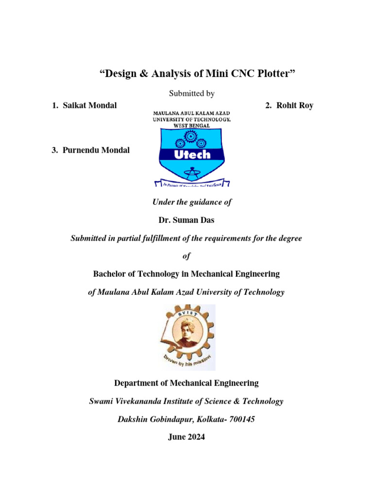 Design and Analysis Mini CNC Plotter Machine 1 | PDF | Numerical Control | Arduino