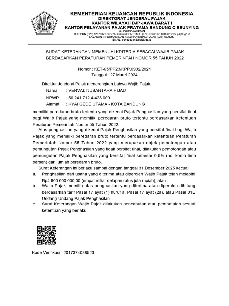 Cetakan Surat Keterangan PP.55 | PDF | Bisnis | Hukum