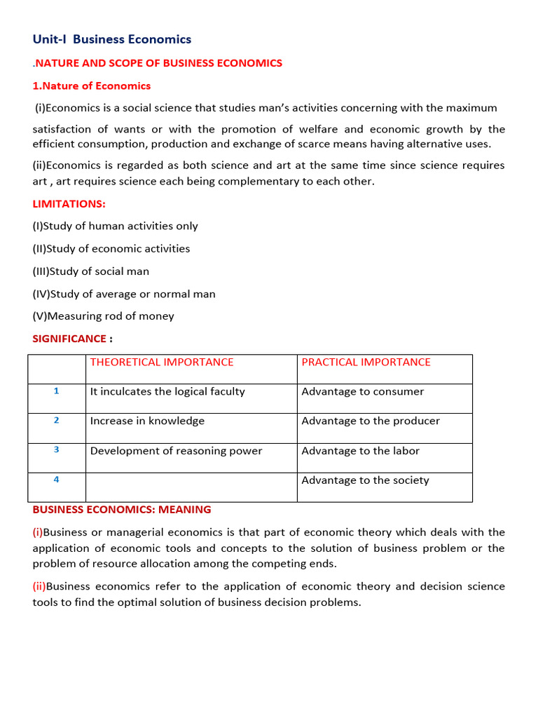 BE Introduction Unit 1 | PDF | Economics | Business Economics BE Introduction Unit 1 | PDF | Economics | Business Economics