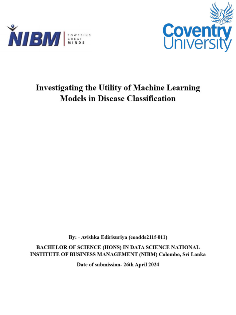Investigating The Utility of Machine Learning Models in Disease | PDF | Machine Learning ...