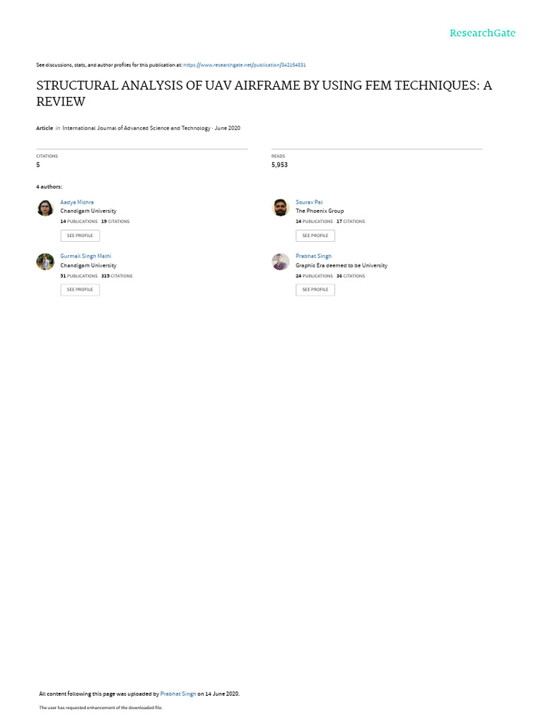 Structural Analysis of Uav Airframe by Using Fem Techniques A Review | PDF | Finite Element ...