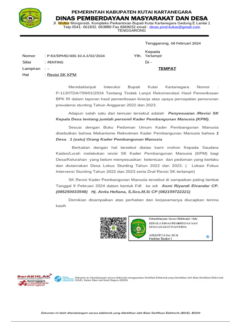 Surat Revisi SK KPM | PDF