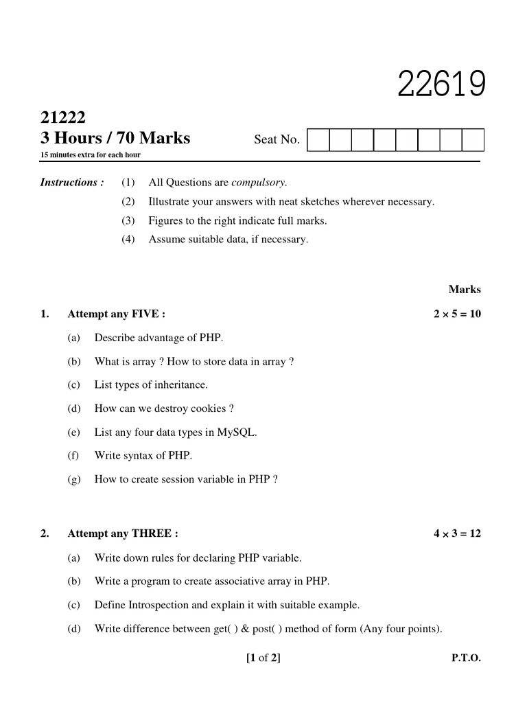 2022 Summer Question Paper (Msbte Study Resources) | PDF | Php ...