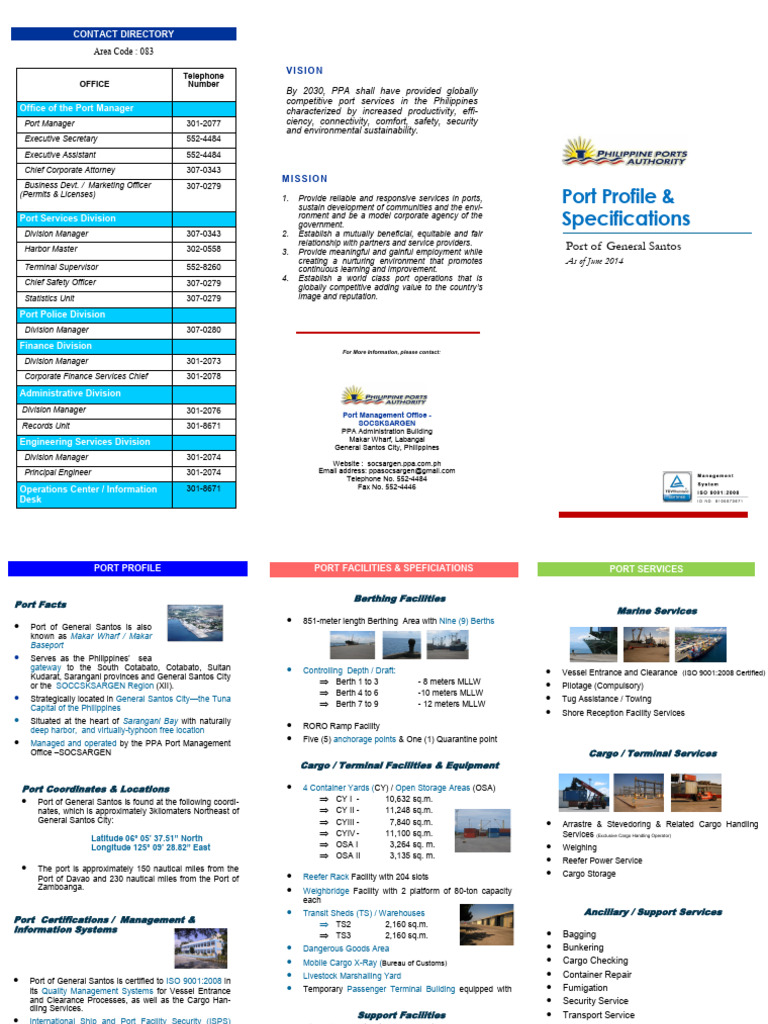 Port Profile Gensan | PDF | Port | Shipping