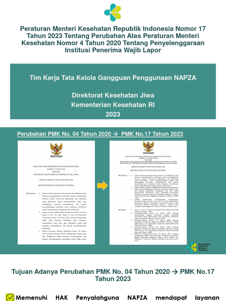 V2 - Perubahan PMK 4 Tahun 2020 Menjadi PMK 17 Tahun 2023 | PDF