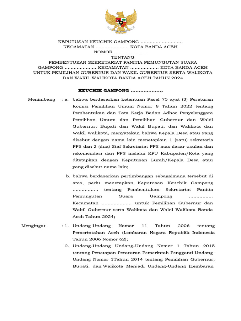 SK Sekretariat PPS Pilkada 2024 | PDF