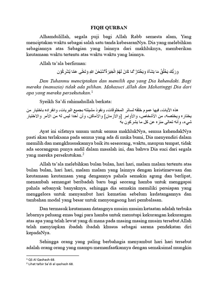 Fiqh dan Hukum Qurban dalam Islam | PDF