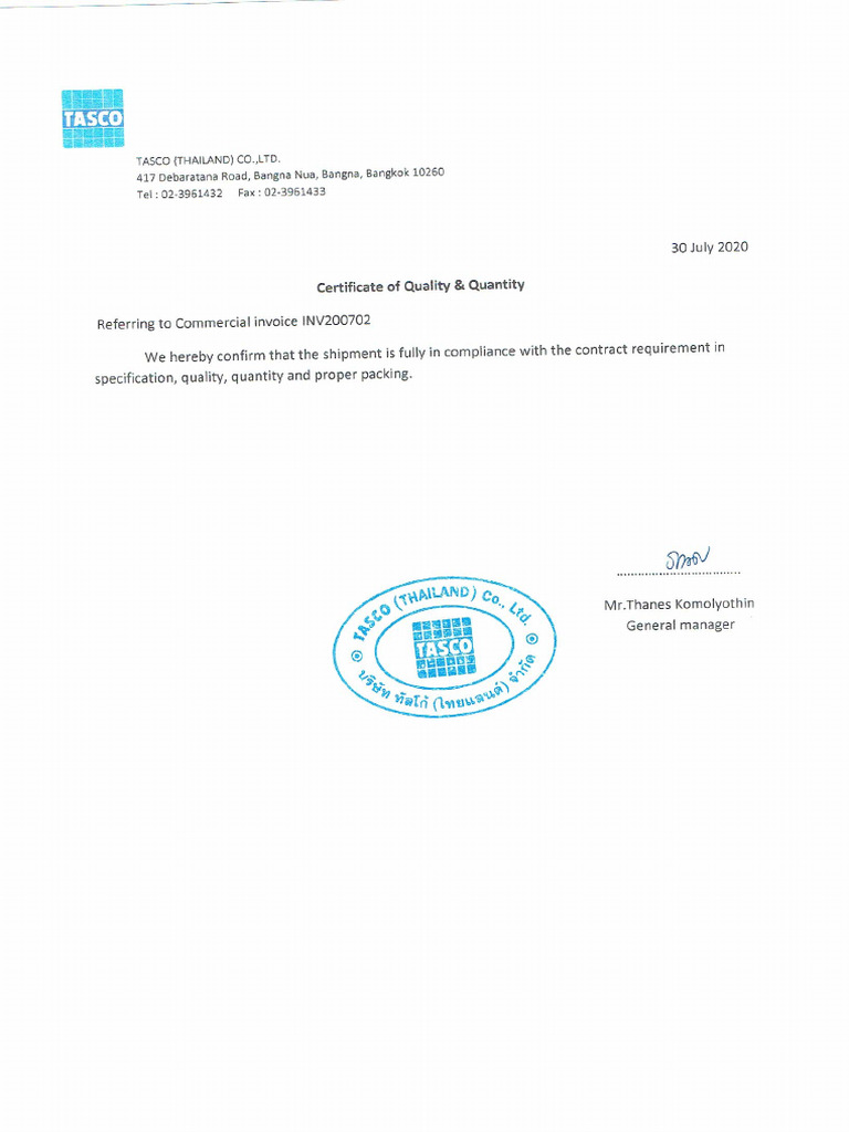 CO-Thái Lan 2907 | PDF