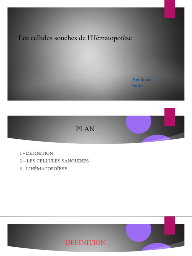 Document Fini Powerpoint Cellule Souche | PDF | Globule blanc | Hématopoïèse