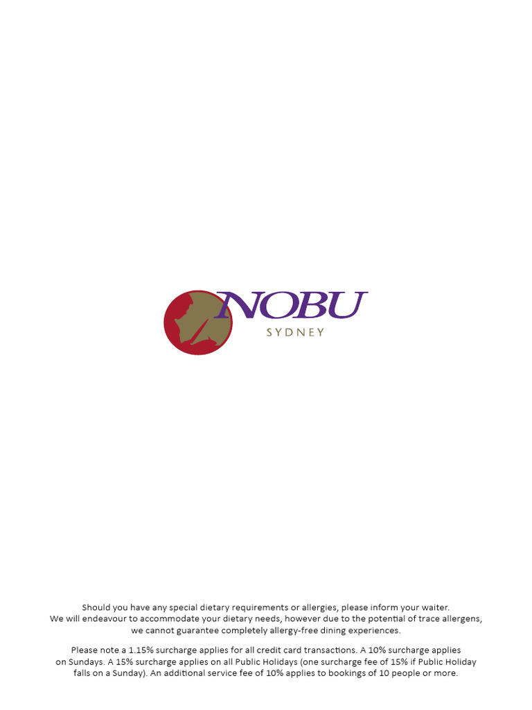Crown-Sydney-Nobu-Dinner-Menu | PDF | Sushi | Western Cuisine