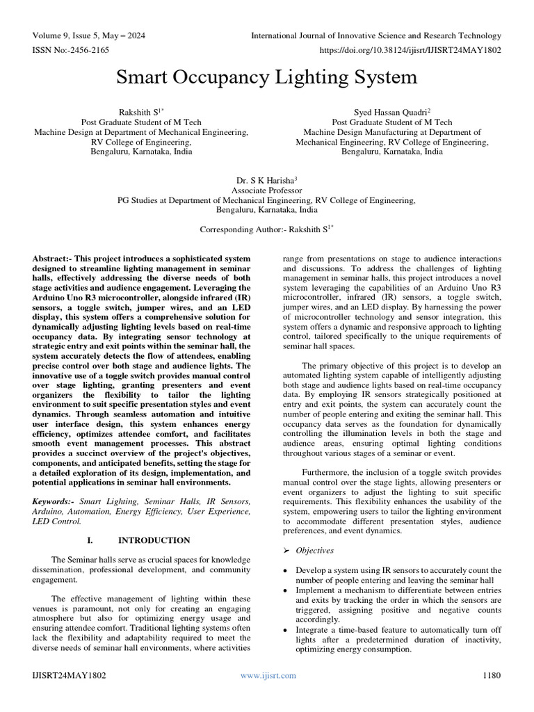 Smart Occupancy Lighting System | Download Free PDF | Lighting | Automation Smart Occupancy Lighting System | Download Free PDF | Lighting | Automation
