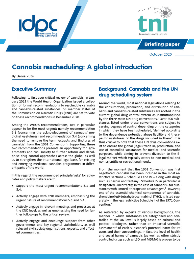 Cannabis Rescheduling Global Intro | PDF | Controlled Substances Act ...