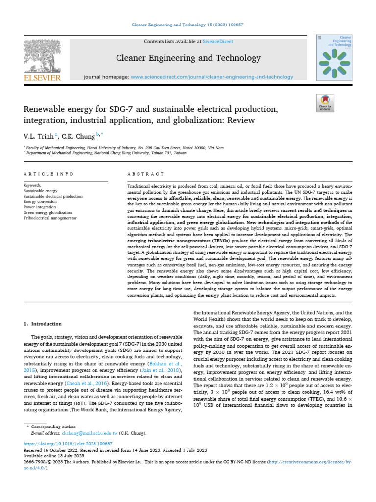 Renewable Energy for SDG-7 and Sustainable Electrical Production ...