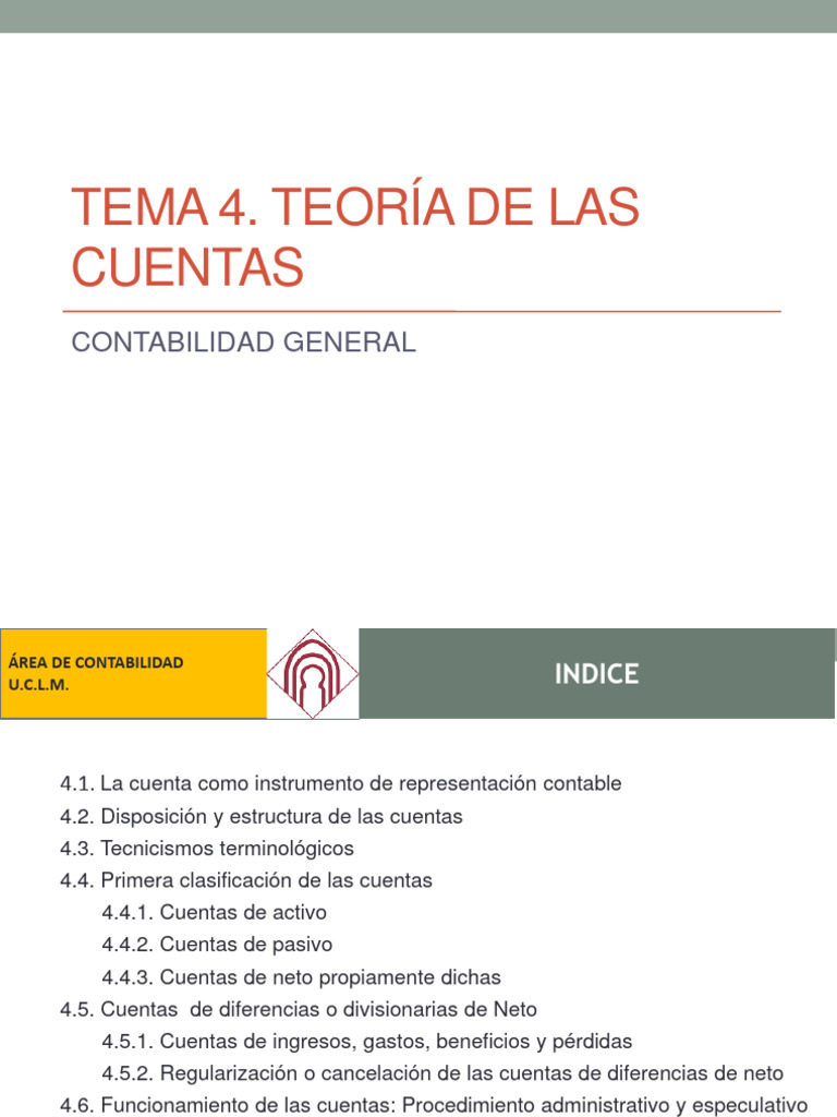 Tema 4. Teoría de Las Cuentas | PDF | Contabilidad | Economias