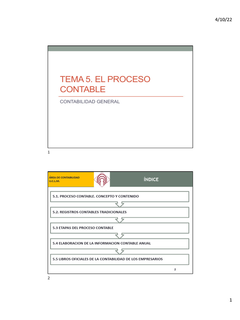 Tema 5. El Proceso Contable | PDF | Contabilidad | Estado financiero