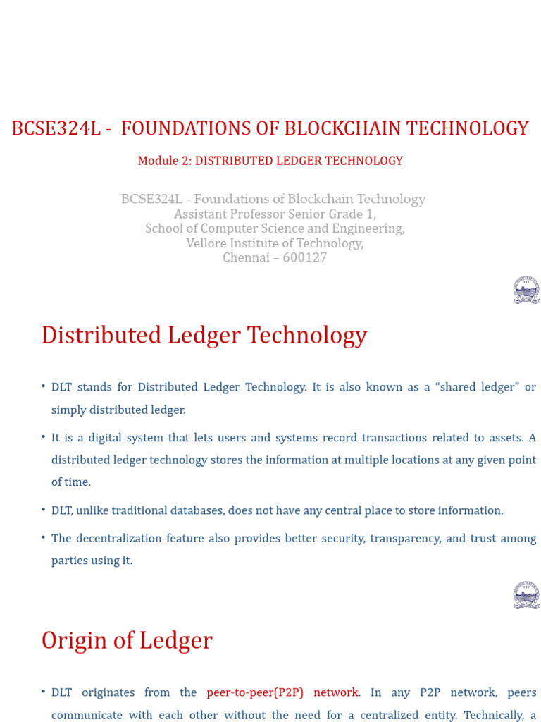 Module 2 - Distributed Ledger Technology | PDF | Peer To Peer | Cryptography