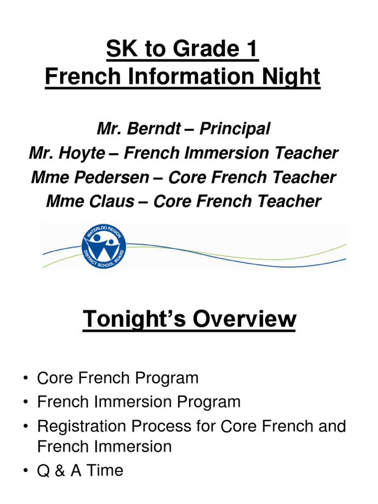 SK To Grade 1 French Information Night 2011 | PDF | Secondary School ...
