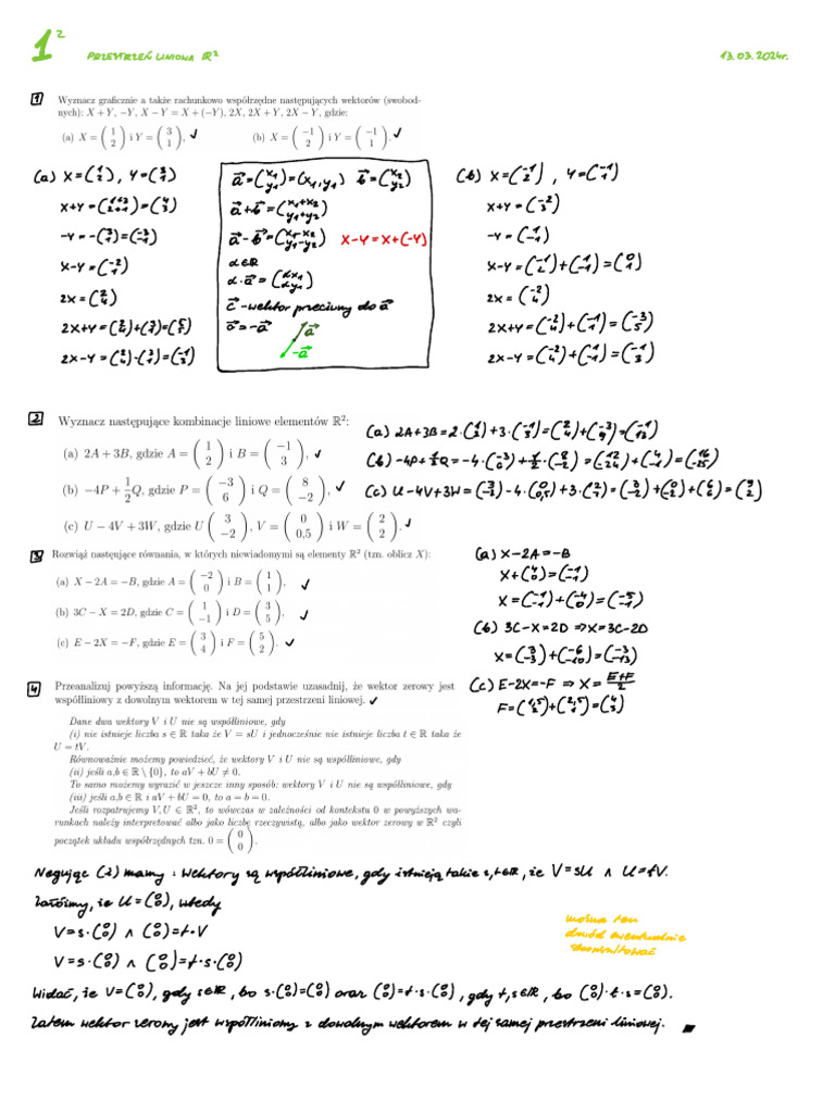 Algebra Liniowa Lista 1 | PDF