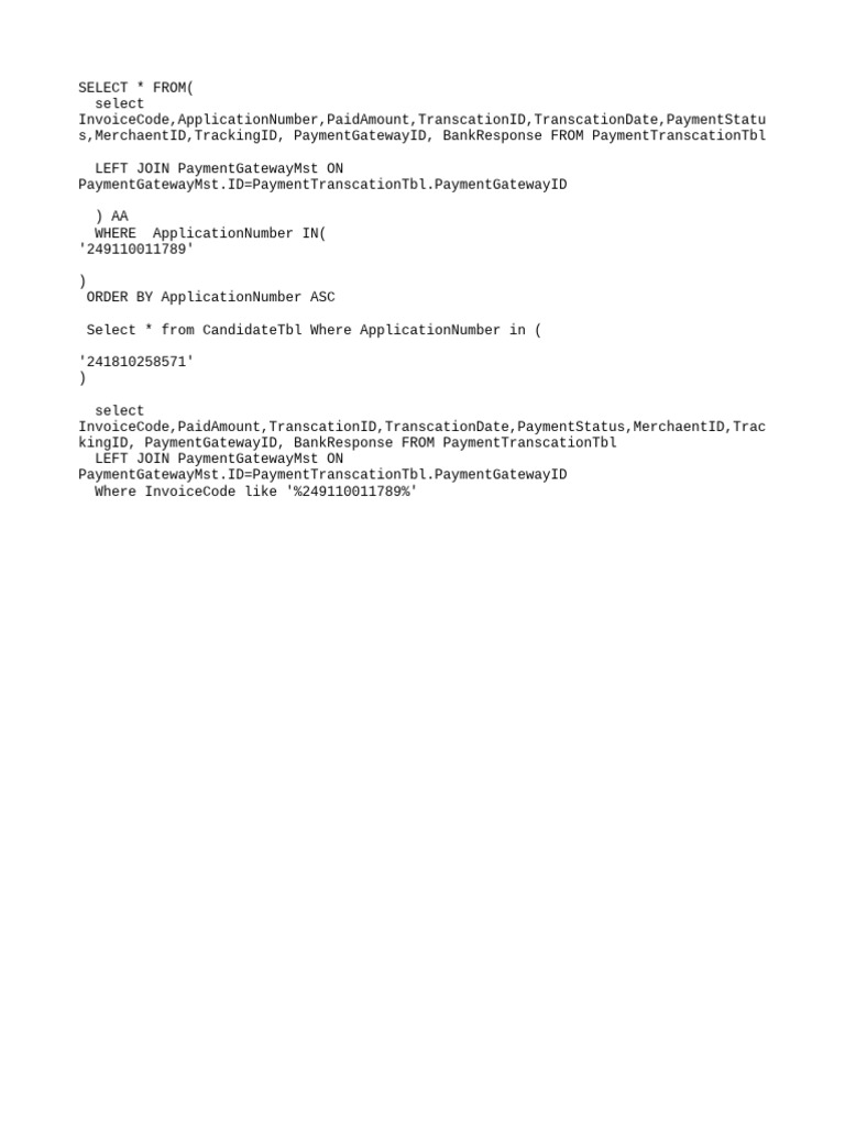 Payment and Candidate Data Query | PDF | Finance & Money Management