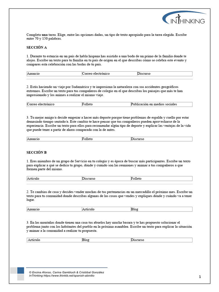 Mock Exam Spanish Ab Initio 2 | PDF