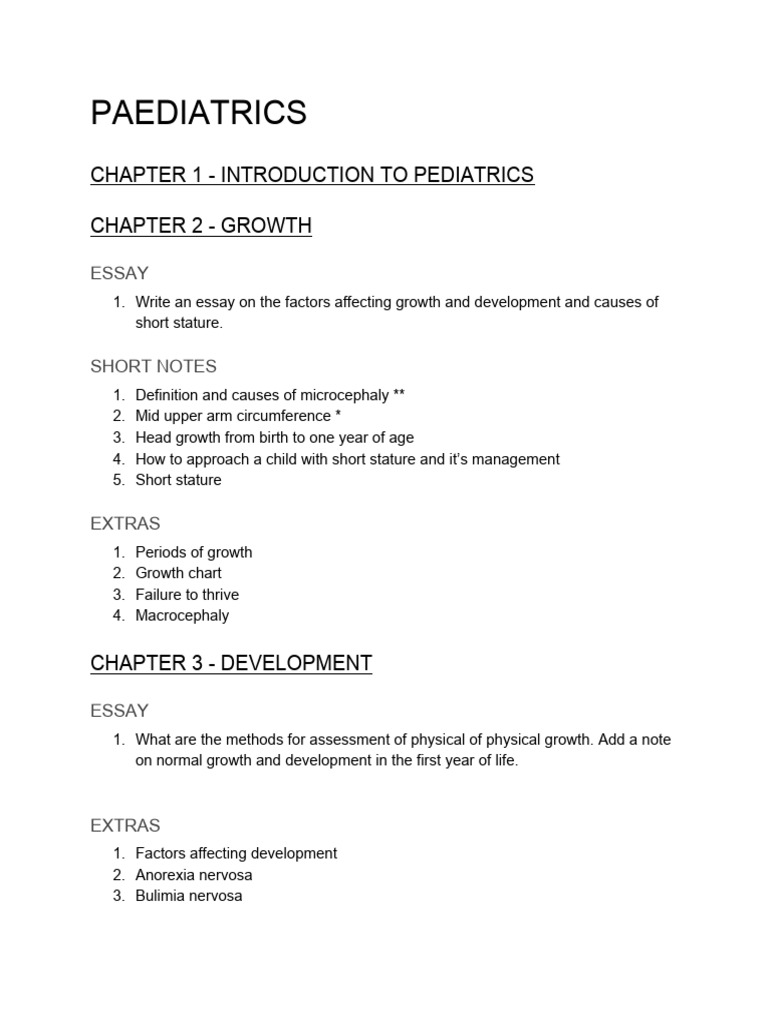 PAEDIATRICS | PDF | Diseases And Disorders | Medical Specialties