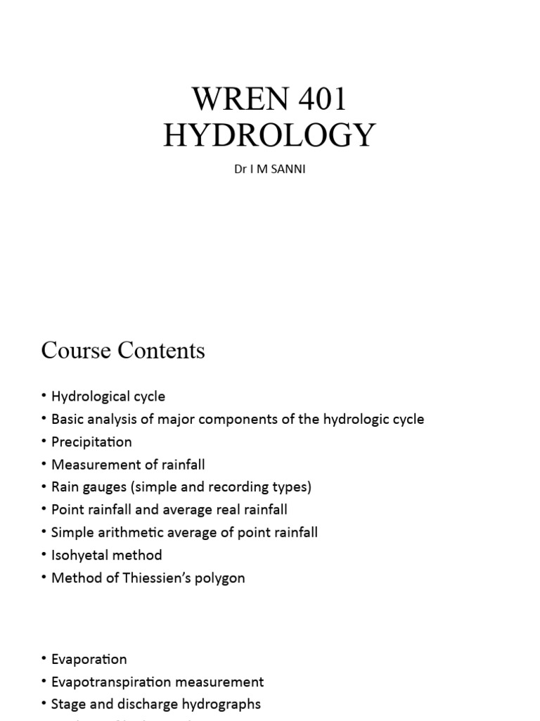 Hydrology Course Overview | PDF | Water | Precipitation