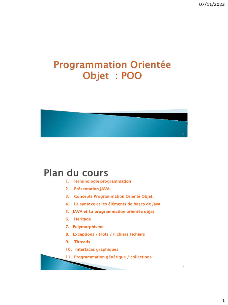 1 Cours Java Elements Bases | PDF | Java (Langage de programmation) | Programmation informatique