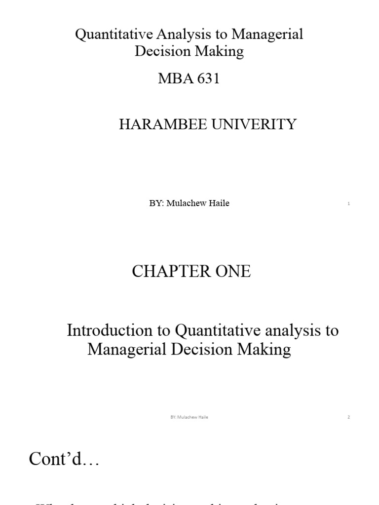 CH-1 Introduction To QAMDM | PDF | Statistics | Decision Making