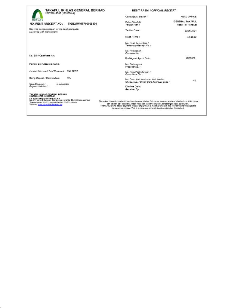 Files TIGB24WMTF00068370 TIGB24WMTF00068370-Roadtax-TaxInvoice | PDF ...