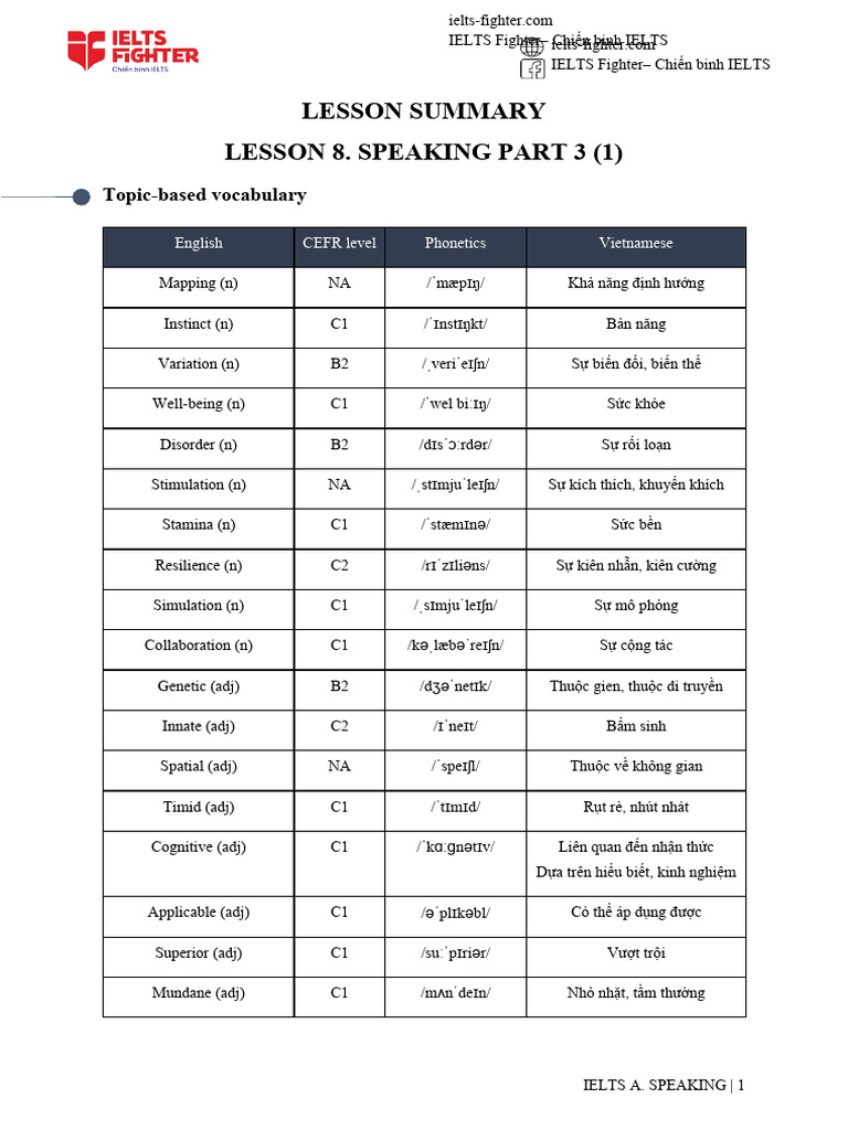 LS - Speaking - Lesson 8. Speaking Part 3 | PDF | Reason | Experience
