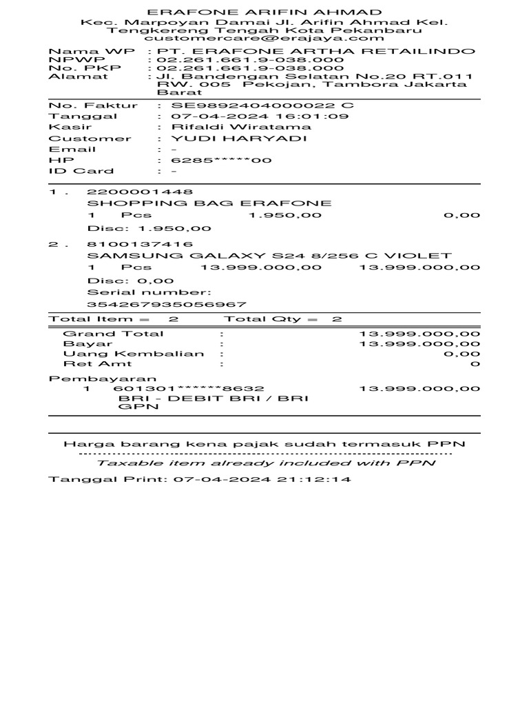 Invoice S24 Yudi | PDF | Finance & Money Management