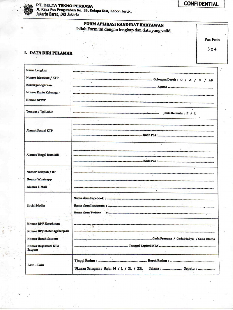 Form Pelamar DTP | PDF