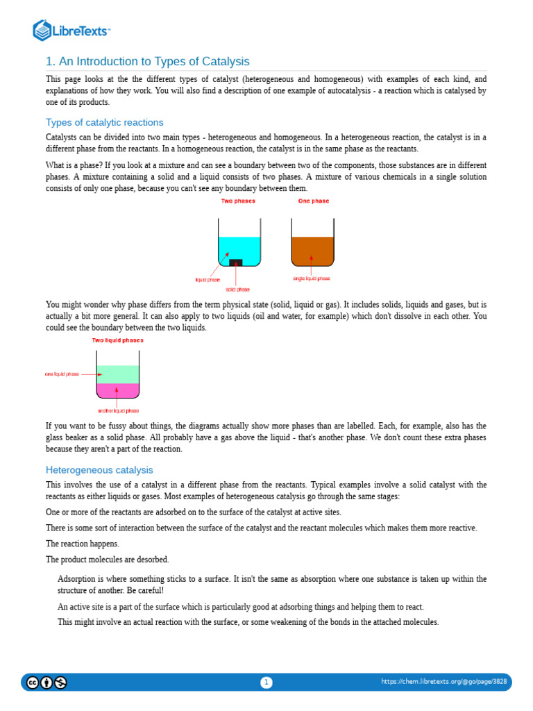 An Introduction To Types of Catalysis | PDF | Catalysis | Oxide