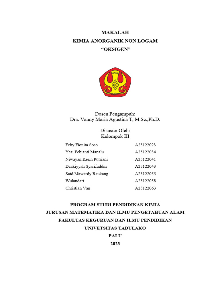 Kel.4 - Oksigen - Kimia Anorganik Non Logam | PDF | Sains & Matematika