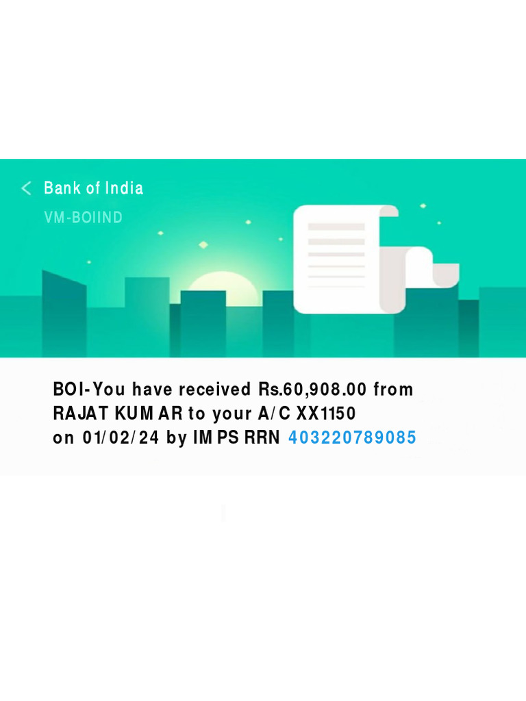 IMPS Transfer Notification from RAJAT KUMAR | PDF