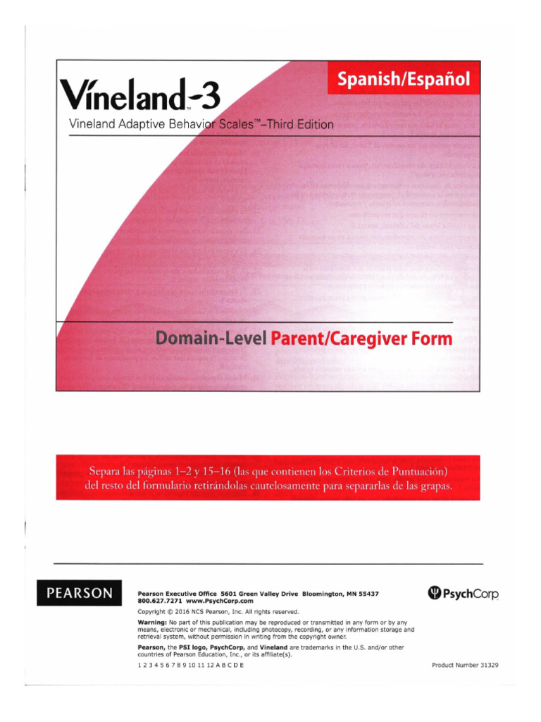 Vineland3 ParentForm DomainLevel | PDF