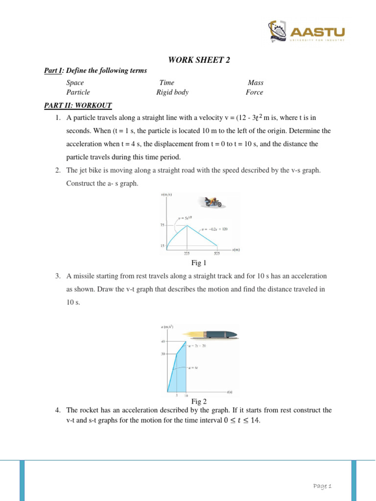 Dynamics - Work Sheet - 2 | PDF | Acceleration | Velocity