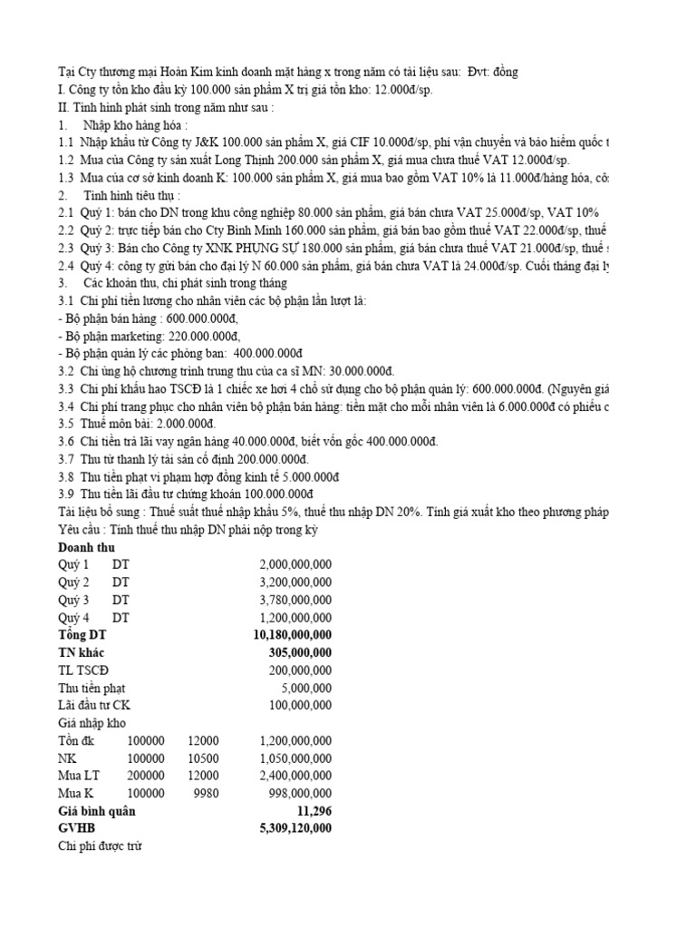 Dap An Thue TNDN | PDF