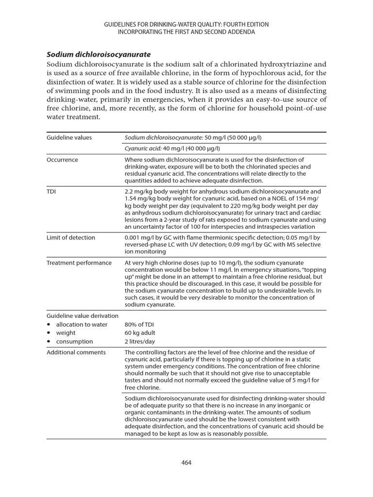 Sodium Dichloroisocyanurate Fact Sheet 2022 | PDF | Chlorine | Drinking ...