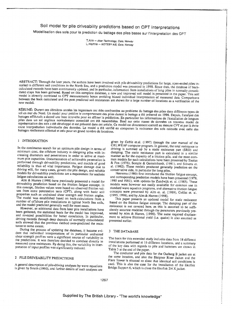 Soil Model For Pile Driveability | PDF